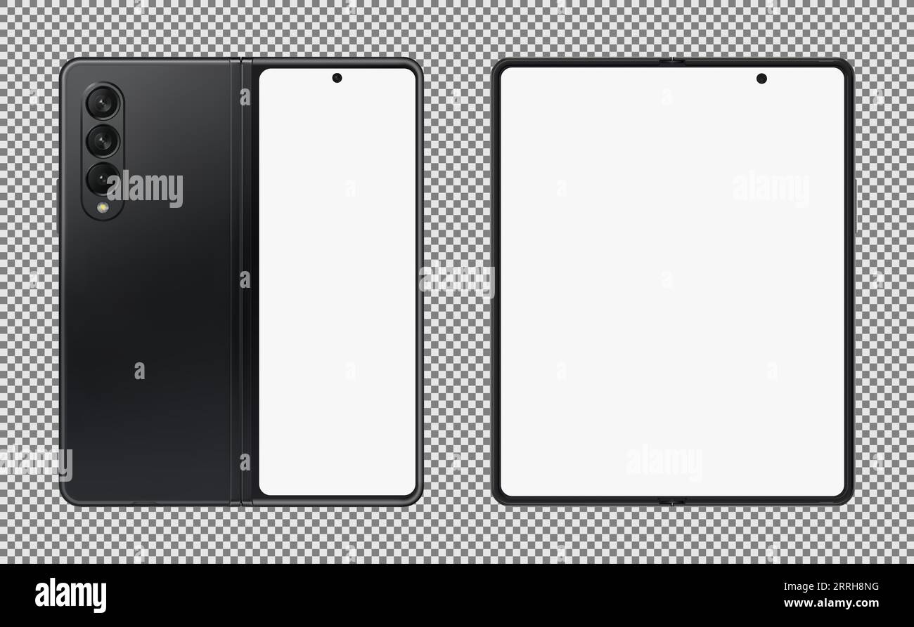 Fold phone realistic mockup on transparent background Stock Vector ...