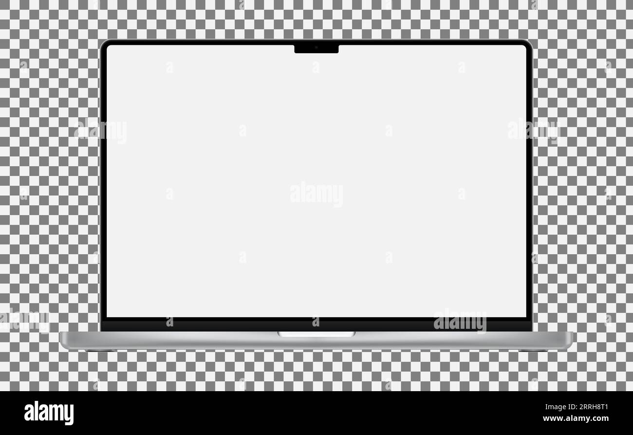 Laptop computer portable device mockup front view on transparent ...