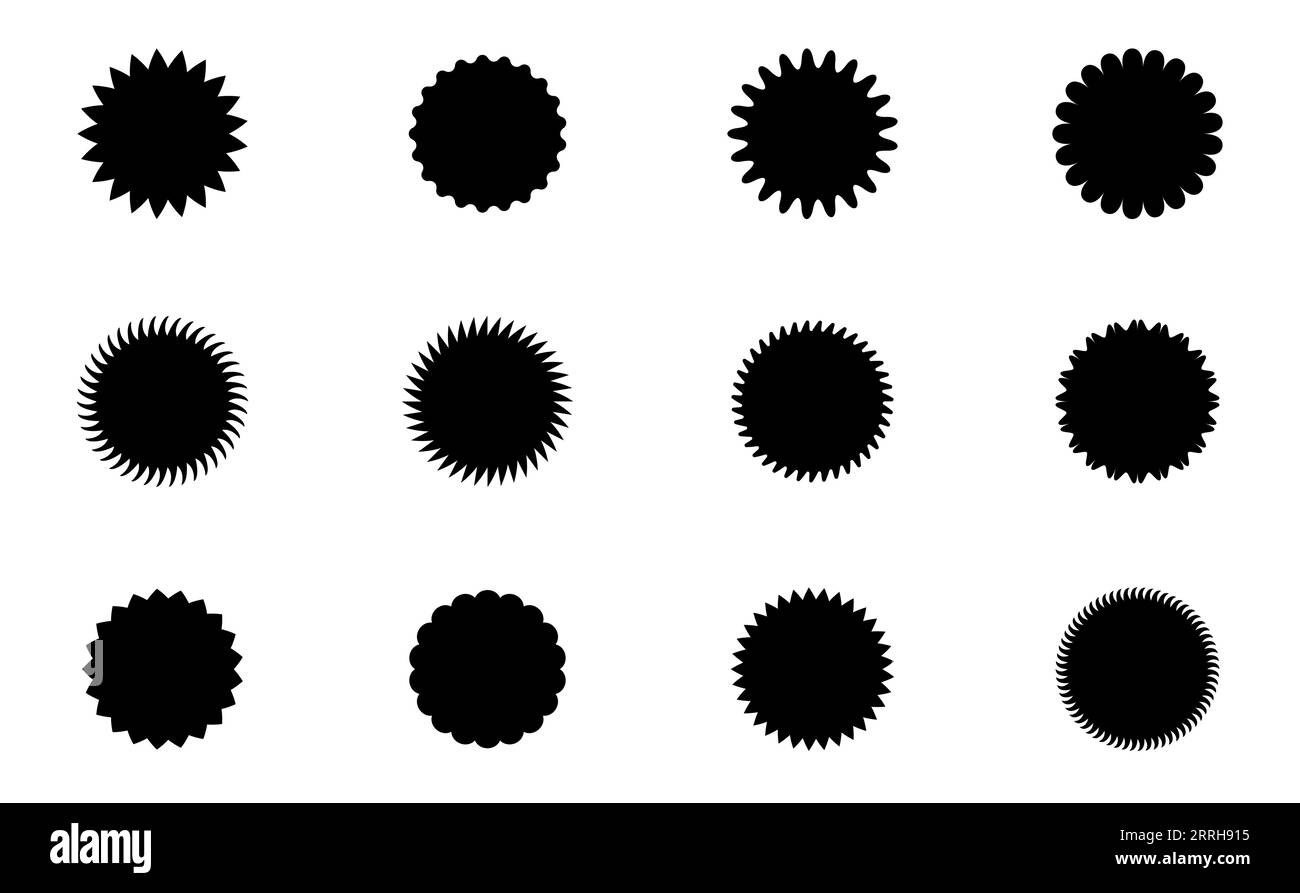 Set of badge of sunburst or starburst. Special offer discount tag label ...