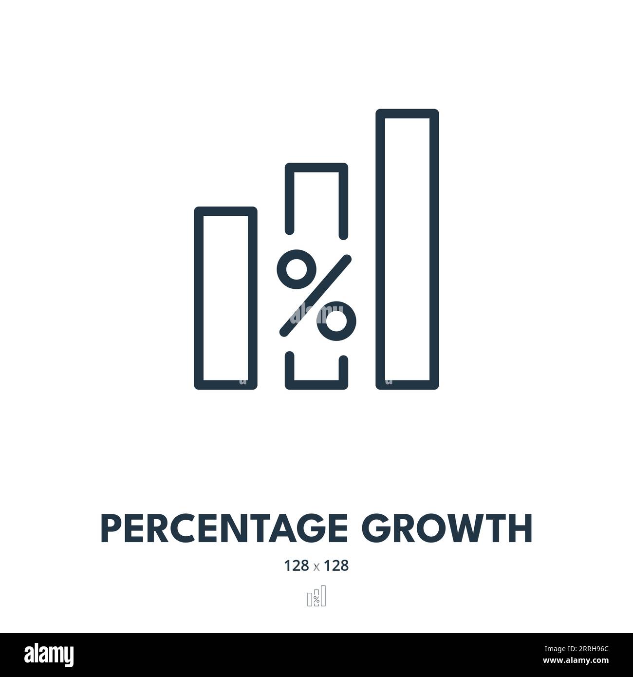 Percentage Growth Icon. Chart, Increase, Progress. Editable Stroke ...
