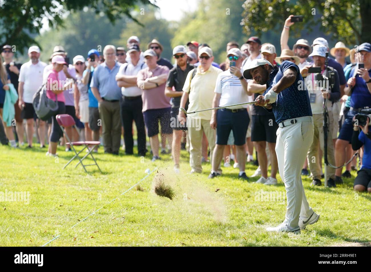 Shubhankar Sharma plays out the rough on the 18th during day two of the ...