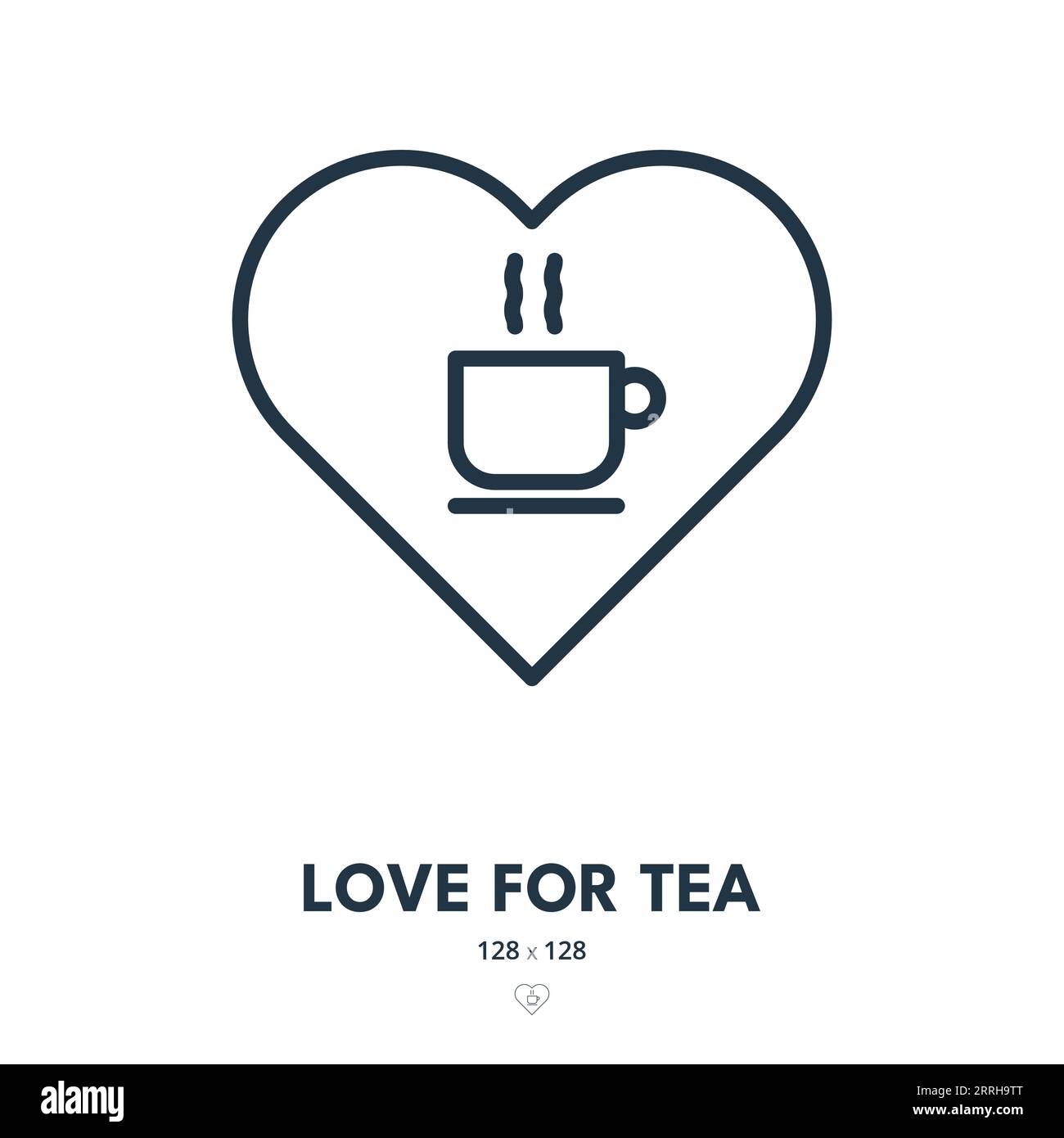 Love for Tea Icon. Cup, Beverage, Steam. Editable Stroke. Simple Vector ...