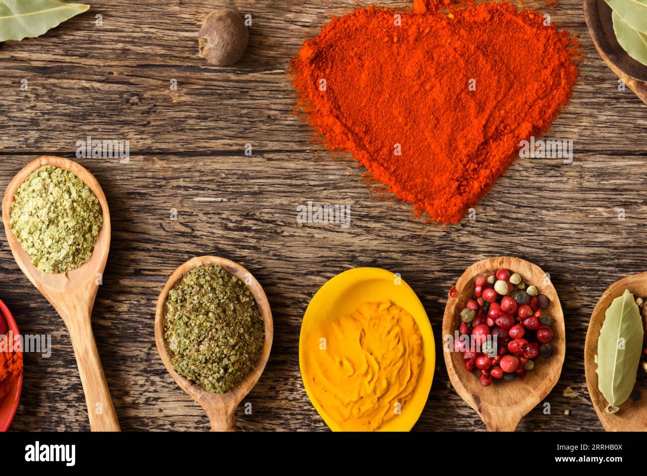 ancient spices on the wooden table Stock Photo - Alamy