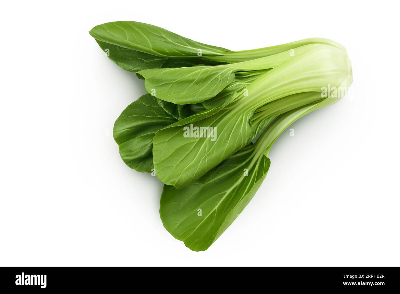 Fresh pak choi cabbage isolated on white background. Top view. Flat lay ...