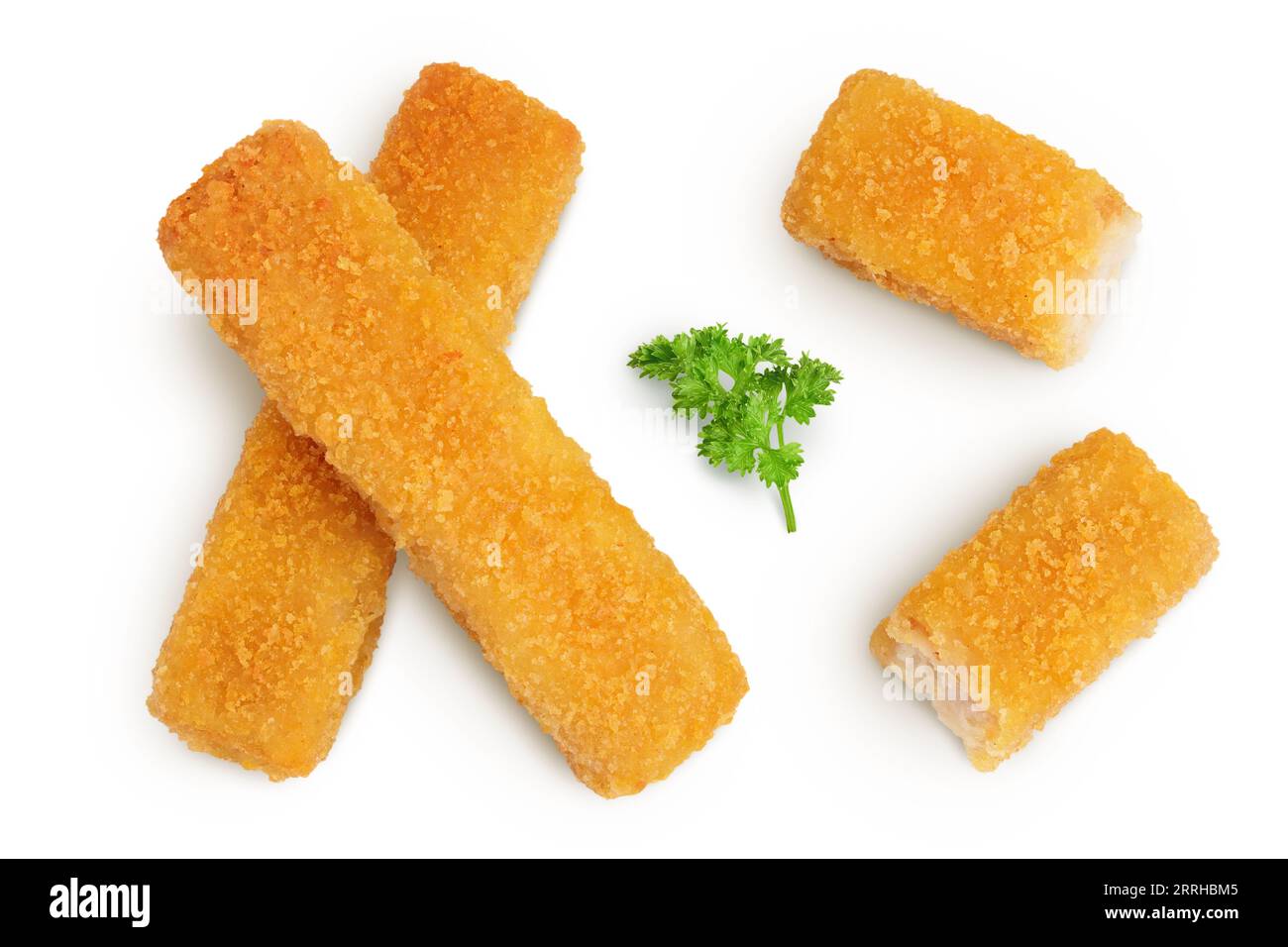 Fish finger or stick with parsley isolated on white background. Top ...