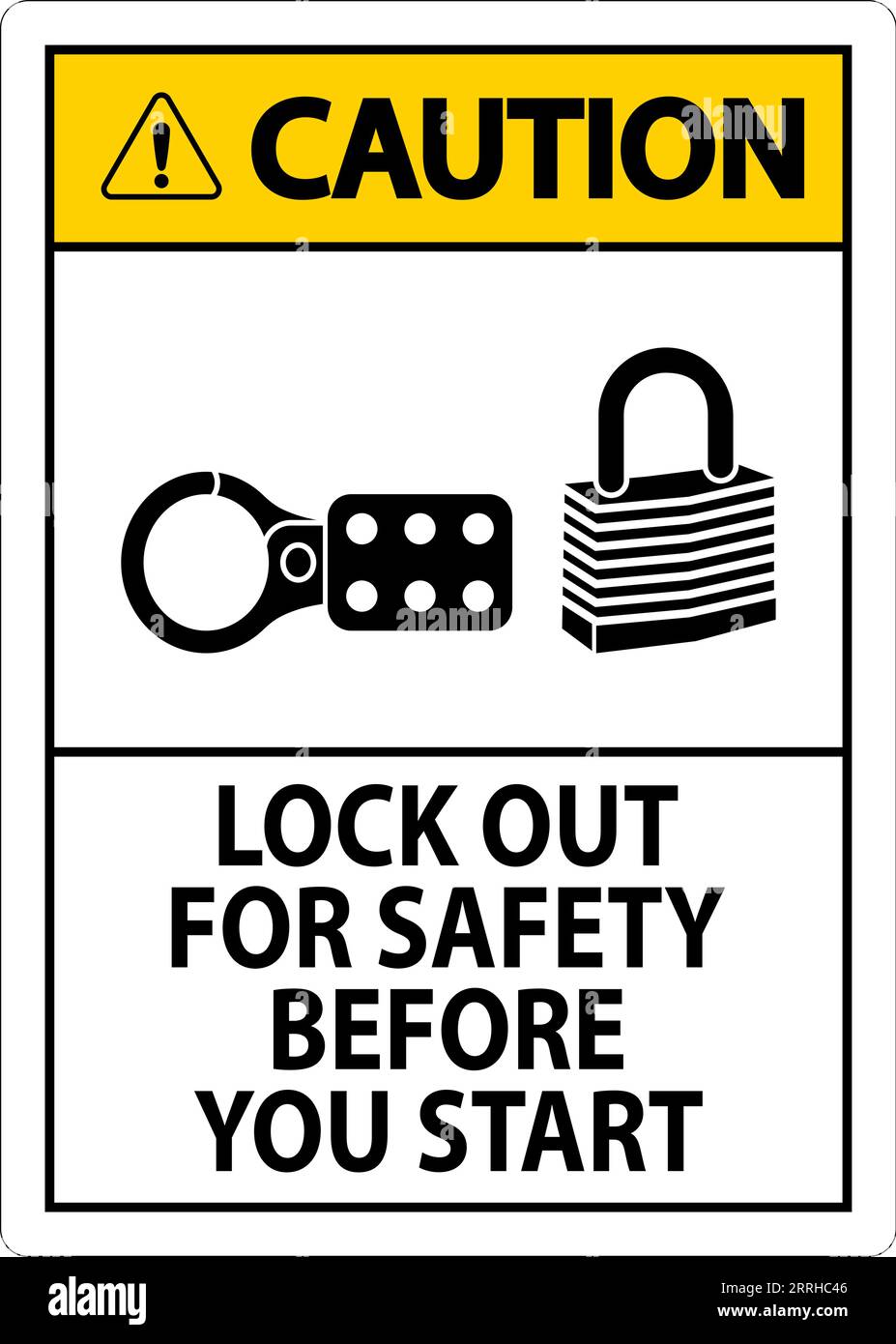 Caution Sign, Lock Out For Safety Before You Start Stock Vector Image ...