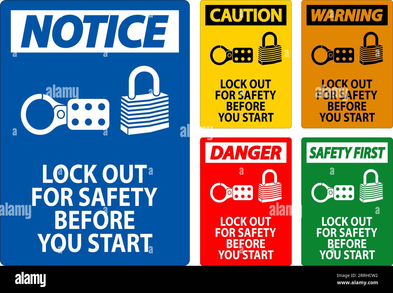 Caution Sign, Lock Out For Safety Before You Start Stock Vector Image ...