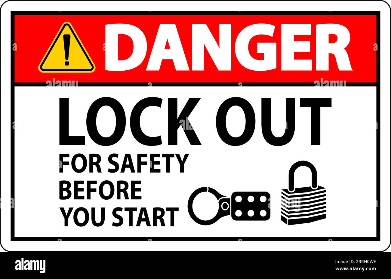Danger Sign, Lock Out For Safety Before You Start Stock Vector Image ...