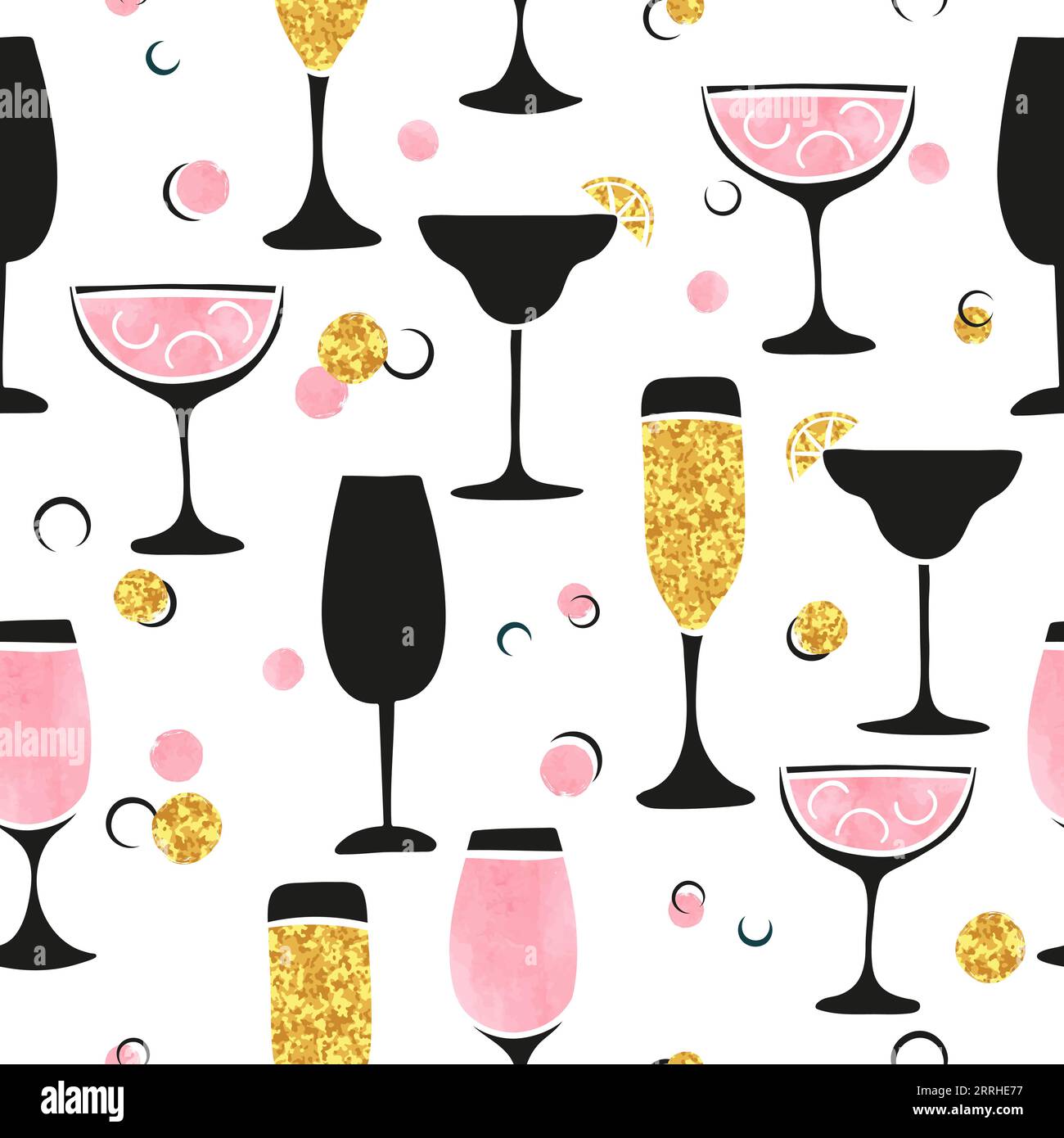 Seamless cocktail pattern. Vector alcohol background with glasses Stock ...