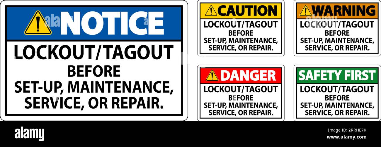 Danger Safety Label: Lockout/Tagout Before Set-Up, Maintenance, Service ...