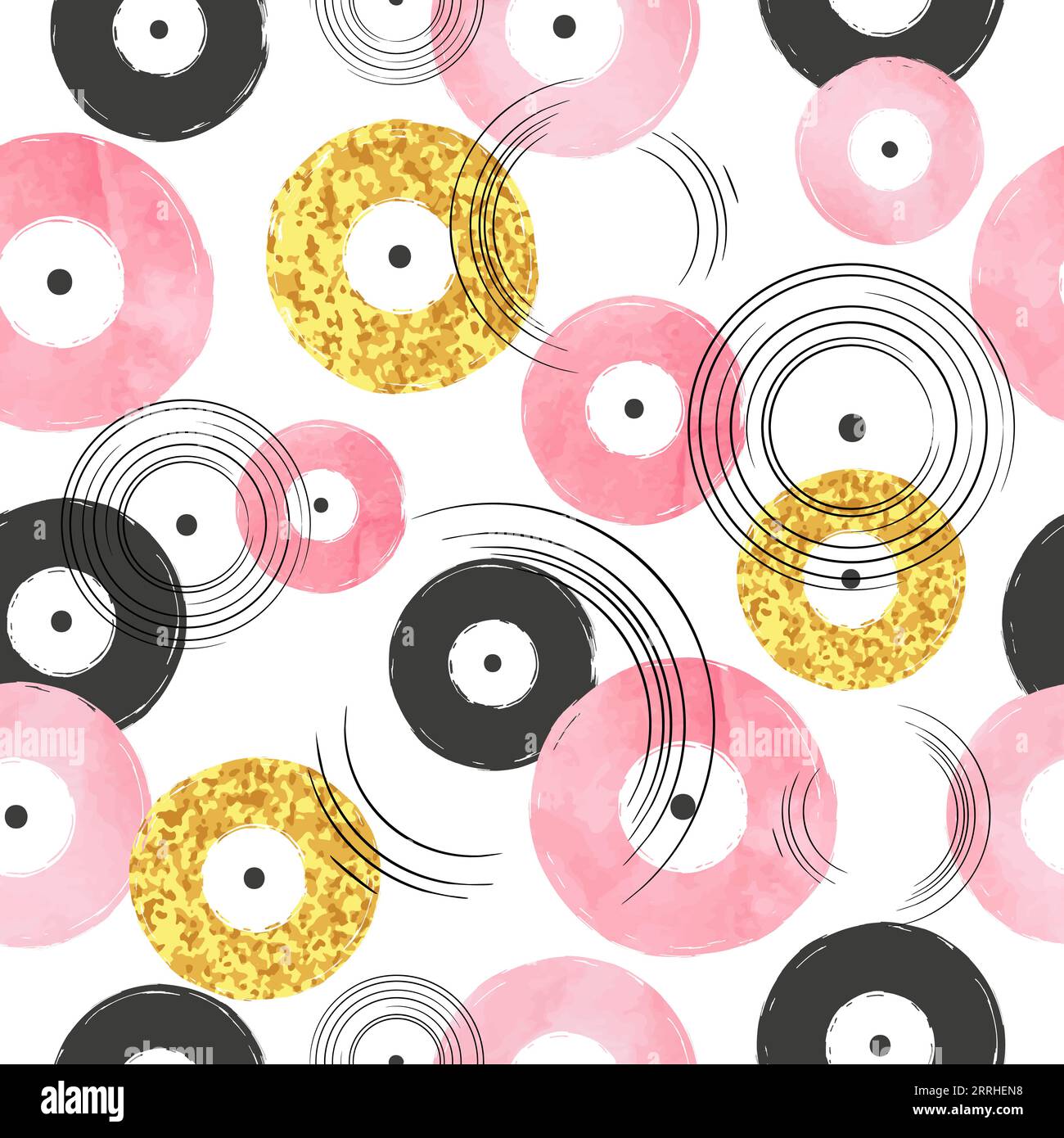 Seamless vinyl records pattern. Abstract musical background Stock ...