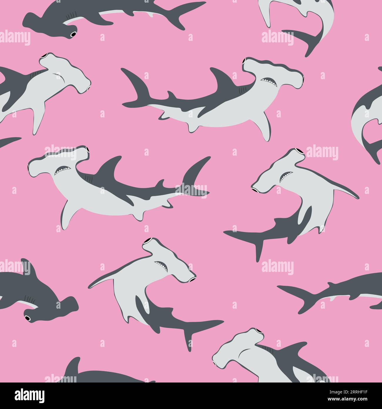 Seamless hammerhead shark pattern. Vector marine background Stock ...