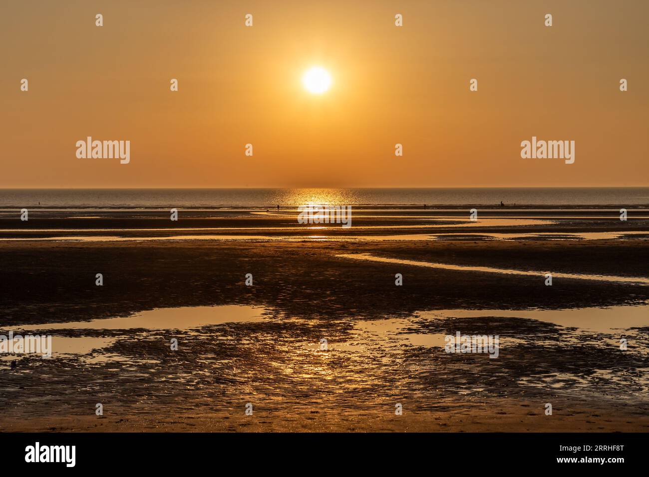 A dramatic sunset at Formby Beach on a late summer's evening Stock ...