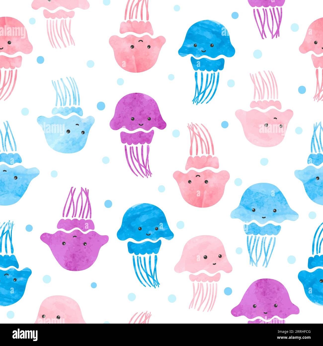 Seamless cute jellyfish pattern. Watercolor colorful baby print Stock ...