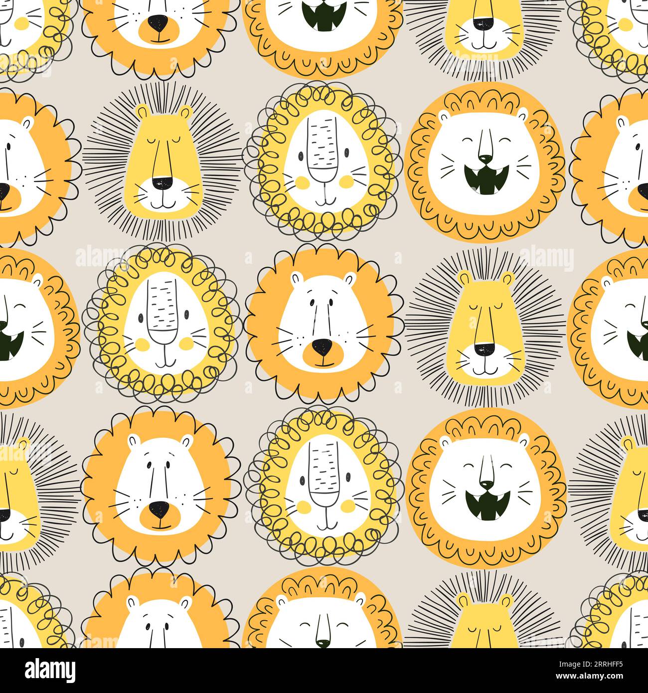 Seamless cute cartoon lions pattern. Baby print Stock Vector Image ...