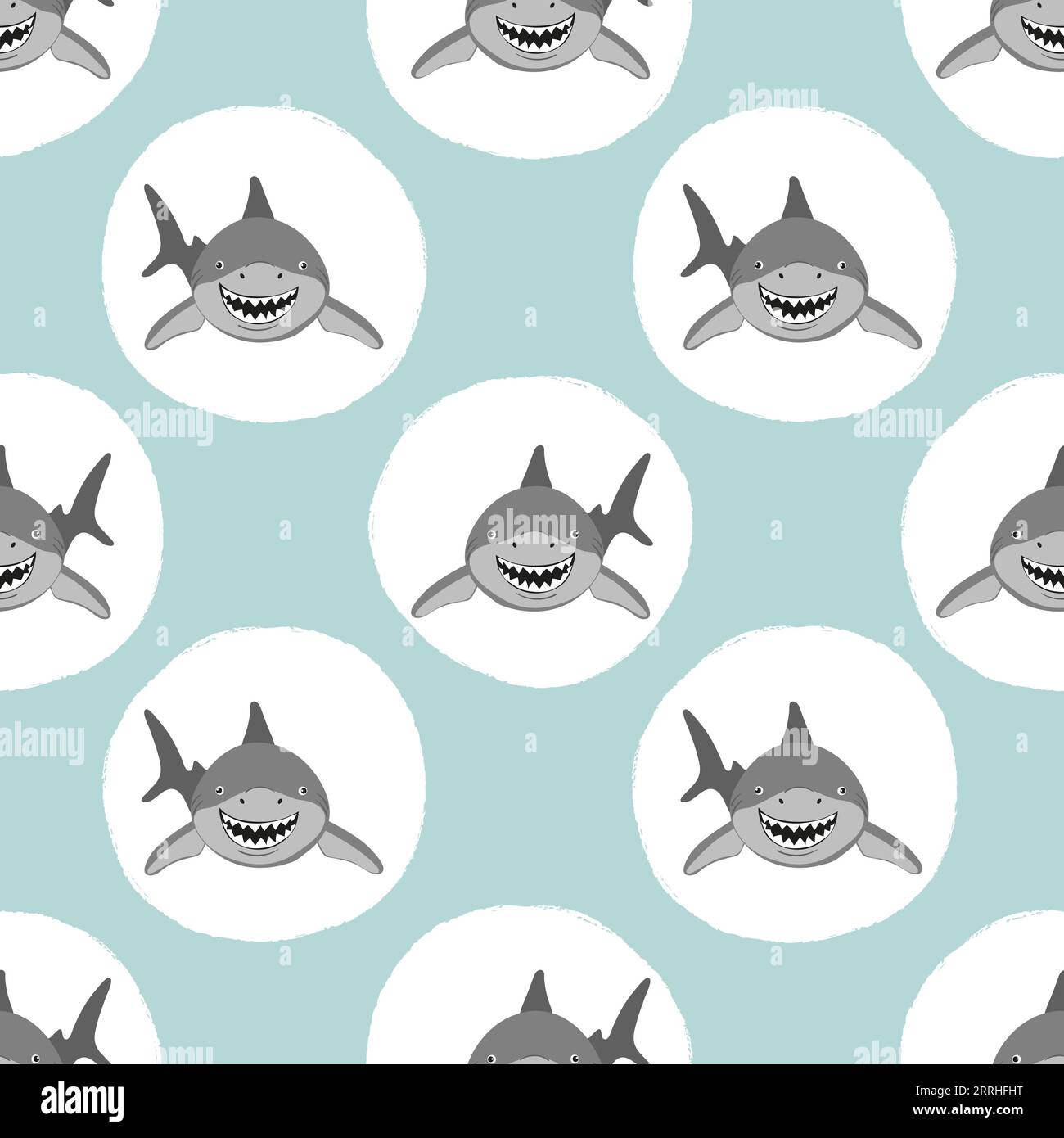 Seamless cartoon smiling shark pattern for kids. Polka dot print Stock ...