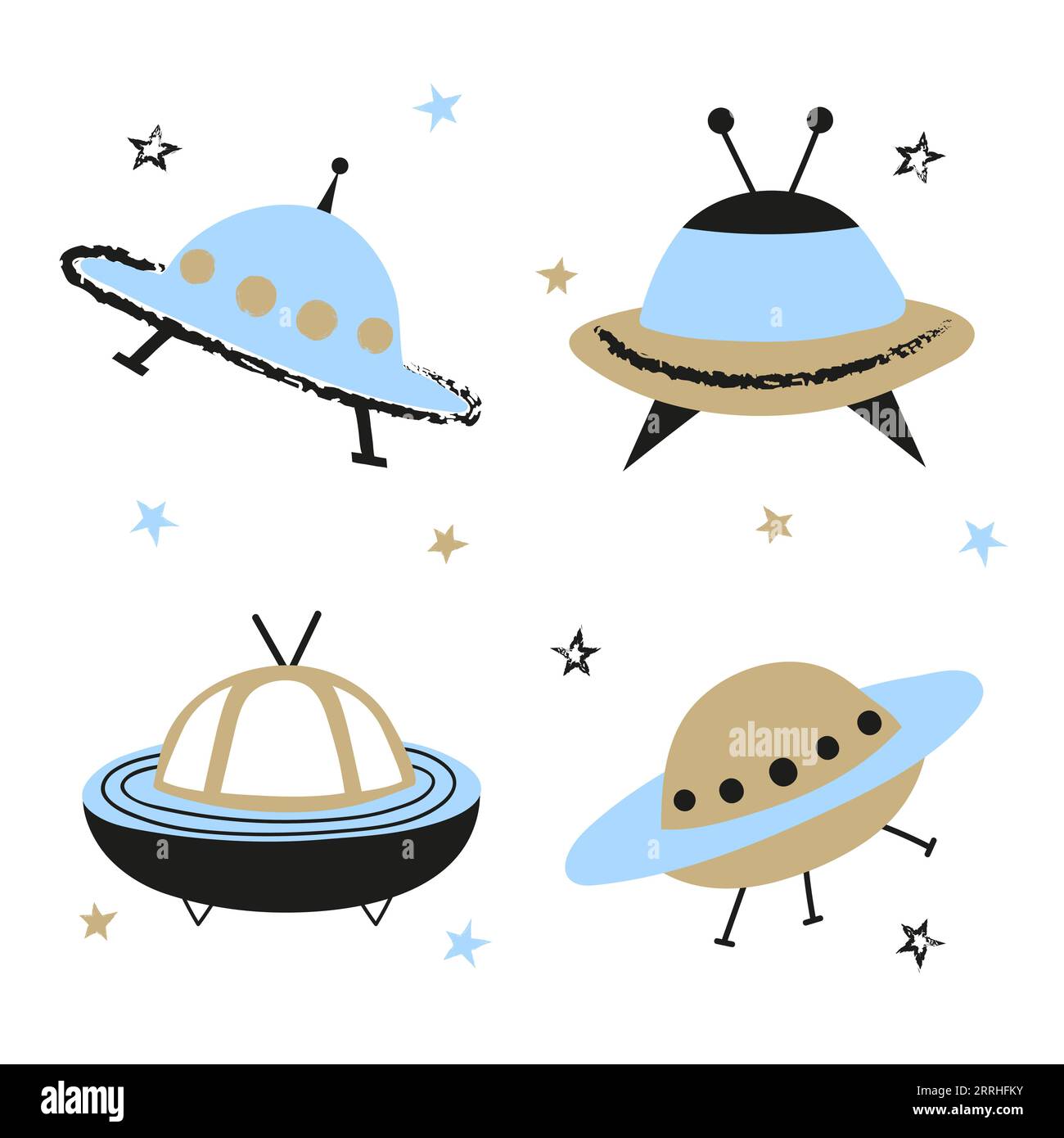 Cartoon UFO set. Vector spaceships illustration for kids Stock Vector ...