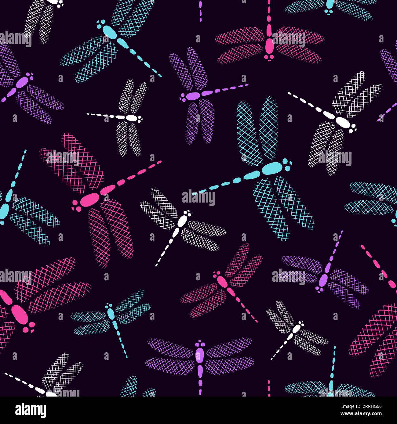 Seamless colorful dragonfly pattern. Vector insect background Stock ...