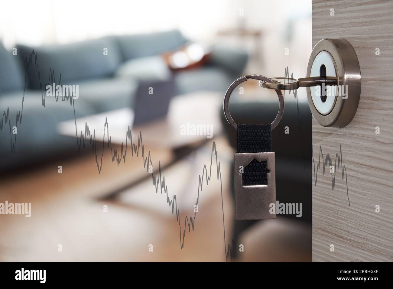 Concept of price inflation on the real estate market. Home interior on ...