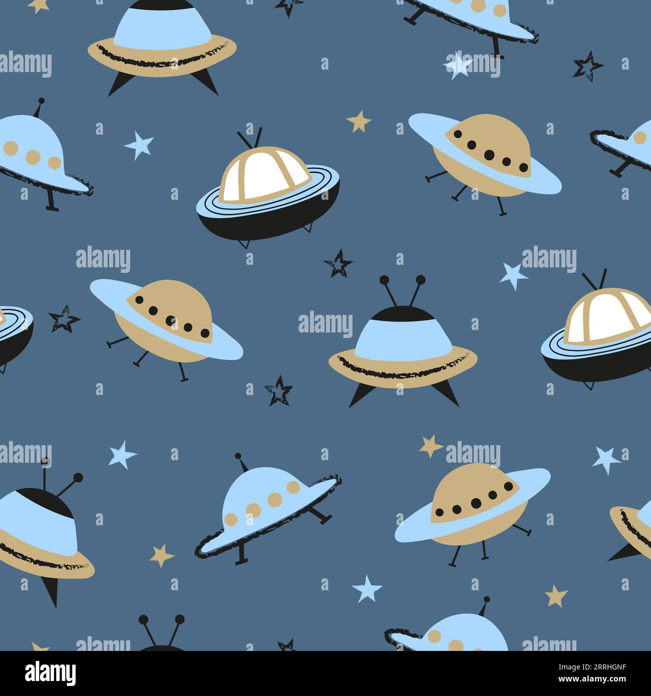 Seamless Space pattern with cartoon UFO spaceships for kids Stock ...