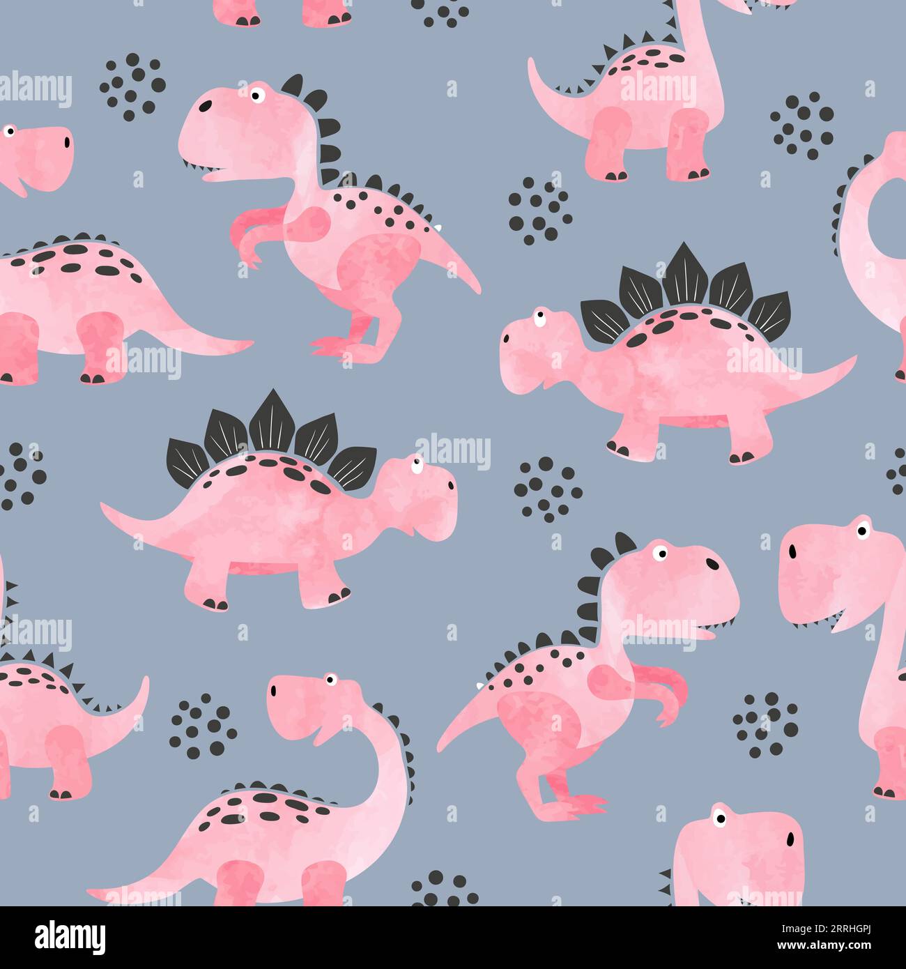Seamless cartoon dinosaurs pattern. Vector cute dino background for ...