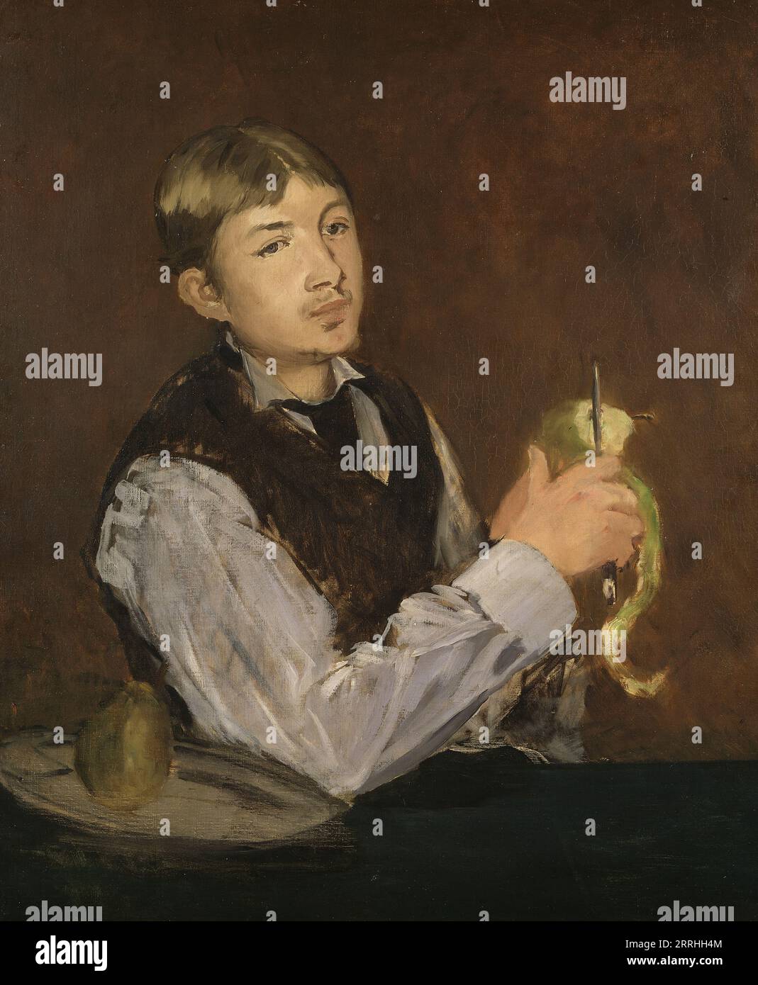 Young Boy Peeling a Pear, mid 19th century Stock Photo - Alamy