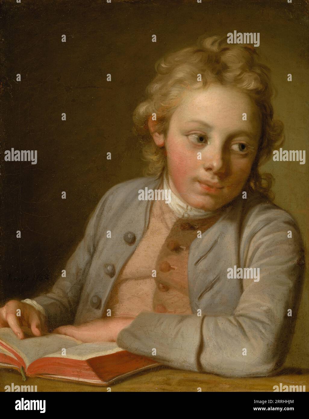 Blonde curly boy sitting hi-res stock photography and images - Alamy