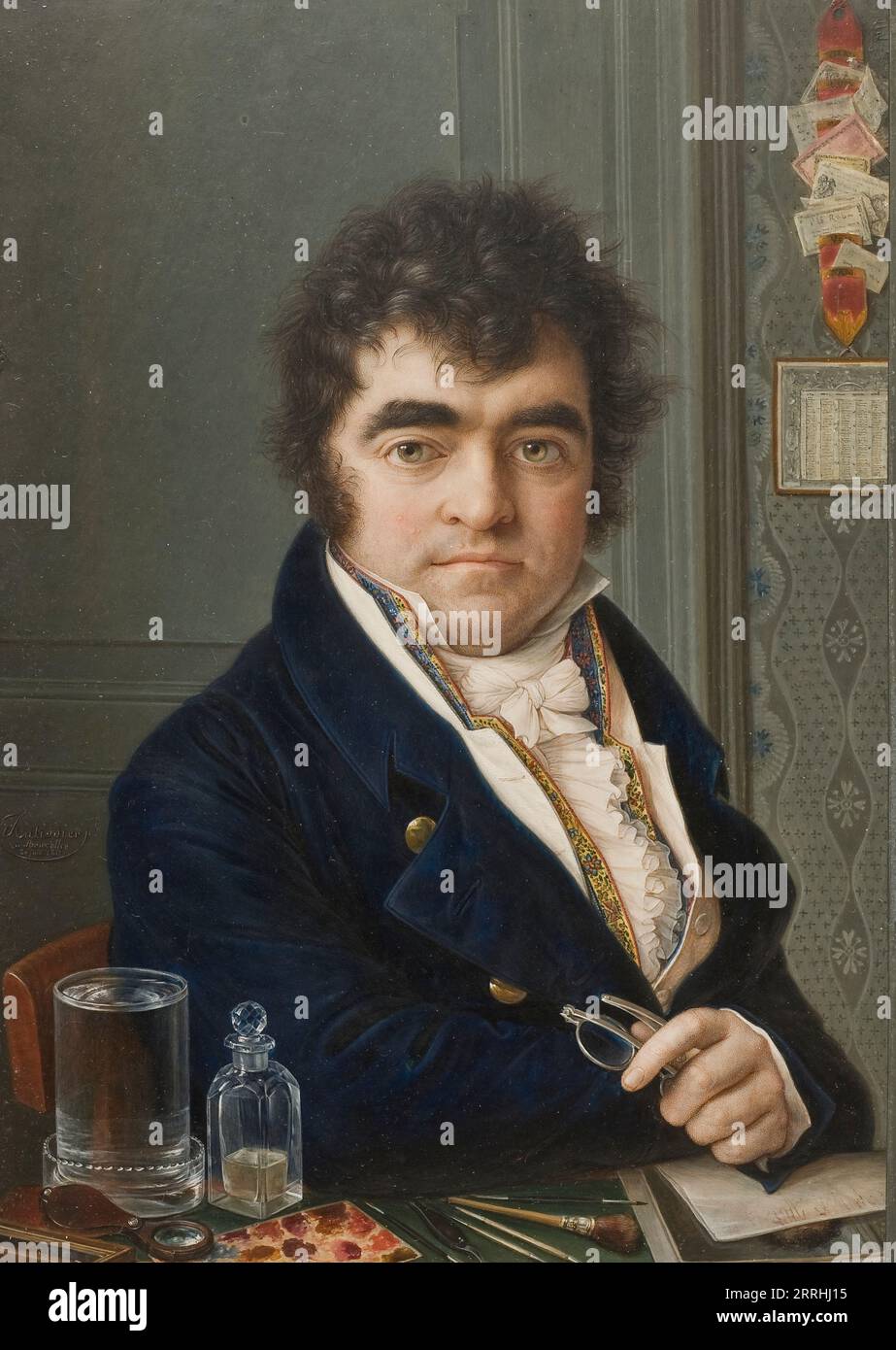 Self portrait miniature watercolour painting hi-res stock photography ...