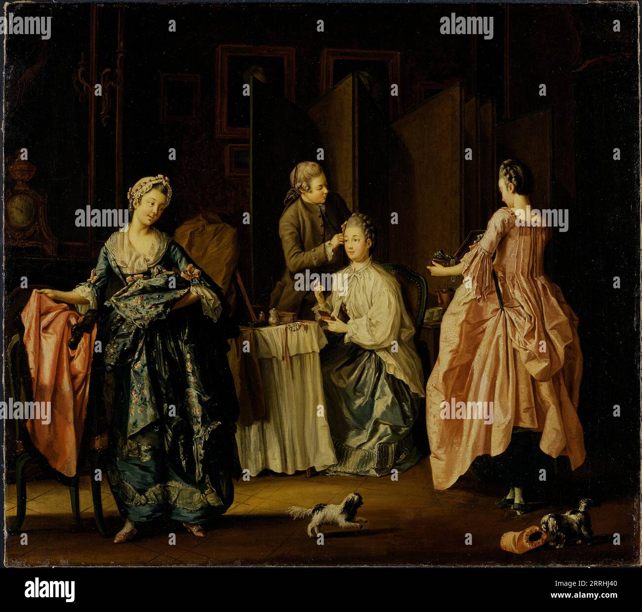 The Morning Toilet. Boudoir Scene, mid-18th-early 19th century Stock ...