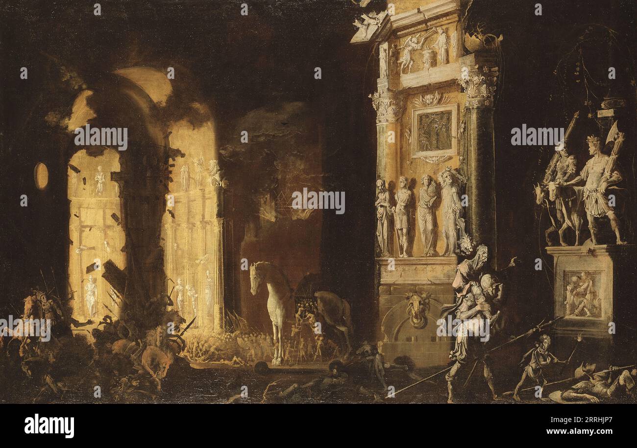 The Burning of Troy with the Flight of Aeneas and Anchises, early-mid ...