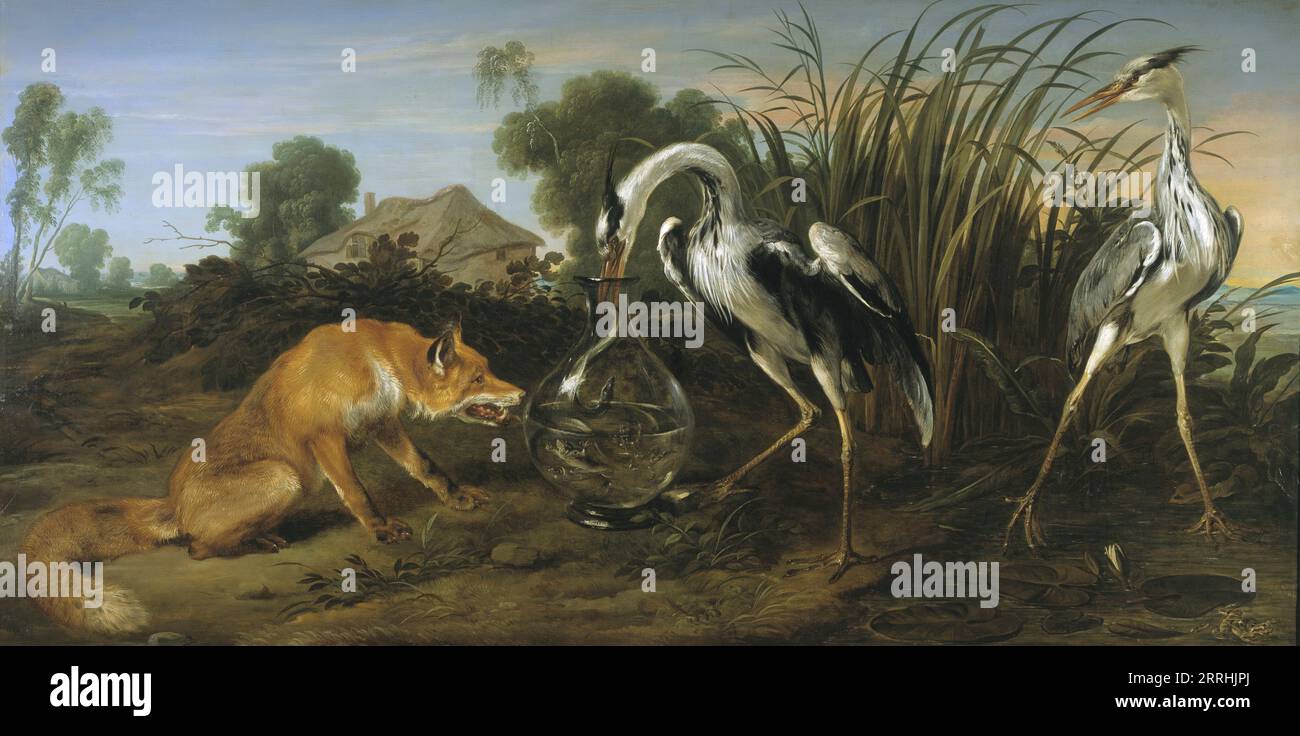 The Fox Visiting the Heron, early-mid 17th century Stock Photo - Alamy
