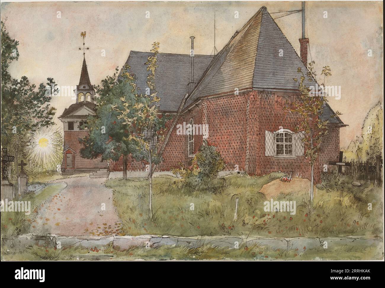 Old Sundborn Church. From A Home (26 watercolours), Unknown date Stock ...