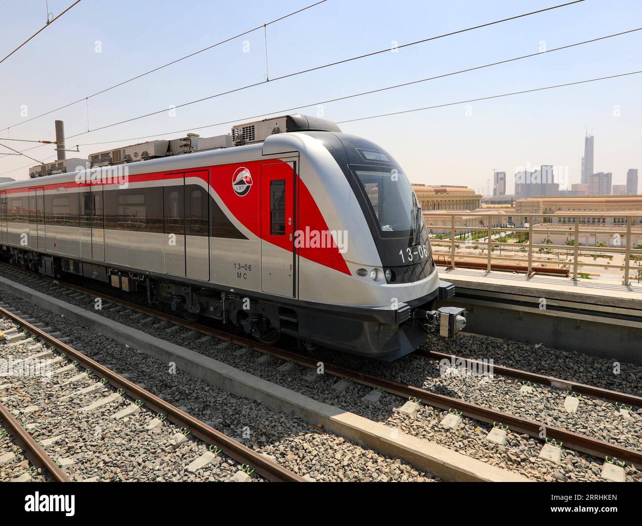 220703 -- CAIRO, July 3, 2022 -- A light rail transit LRT train is seen ...