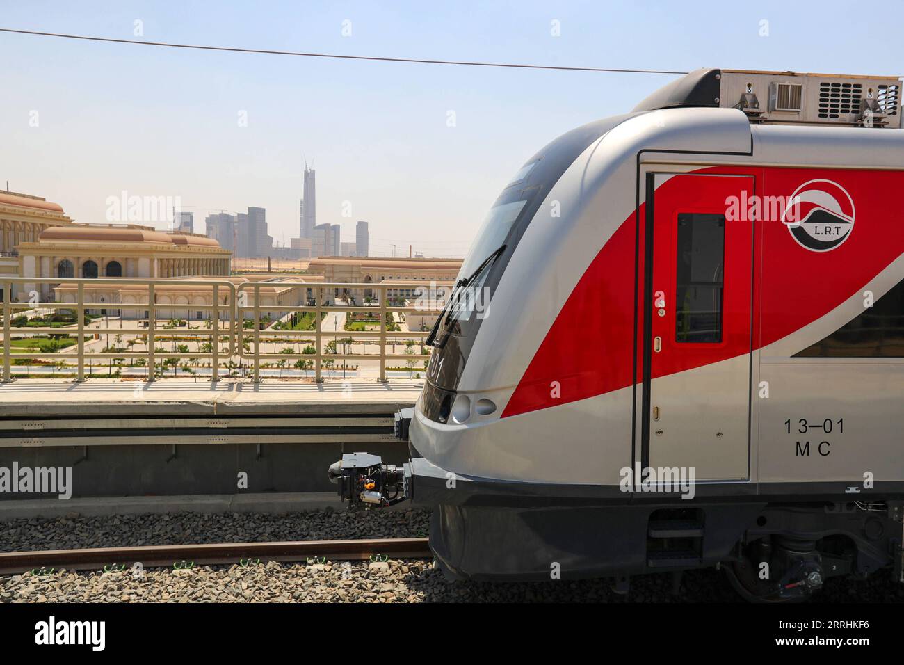 220703 -- CAIRO, July 3, 2022 -- A light rail transit LRT train is seen during a trial running ...