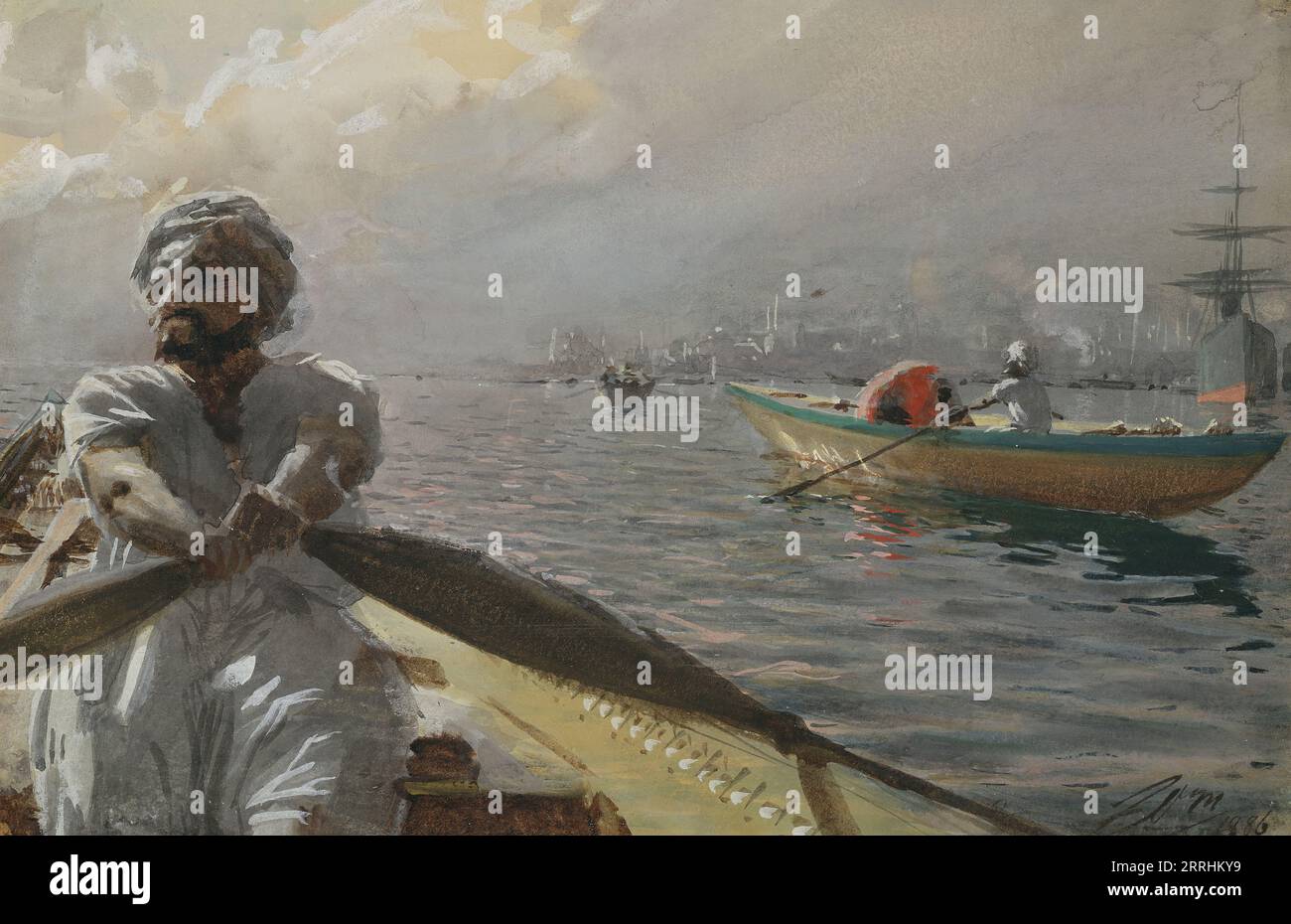 Turkish Boatman in the Constantinople Harbour, 1886 Stock Photo - Alamy
