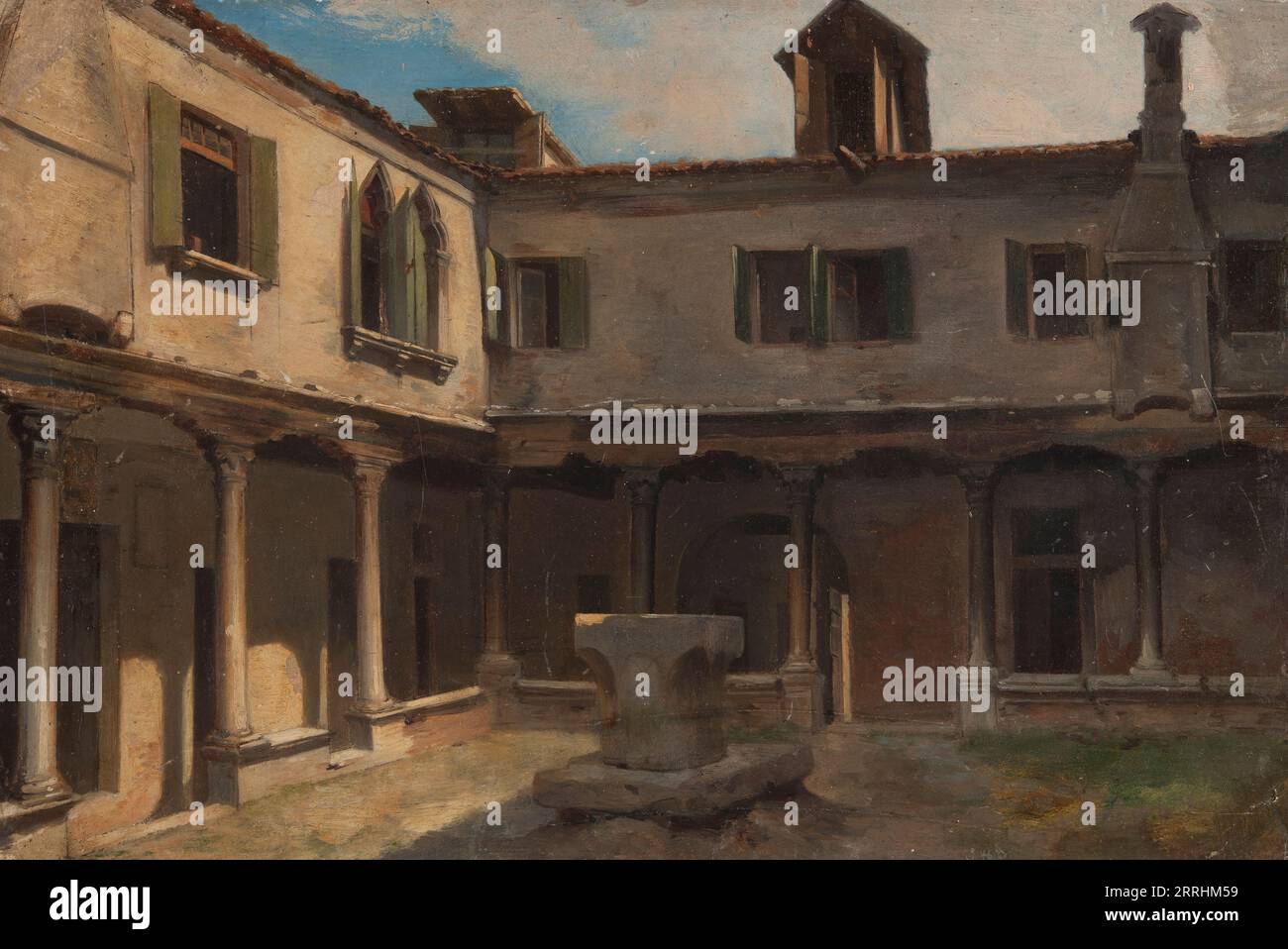 Inner courtyard of an Italian convent, c.1830 Stock Photo - Alamy