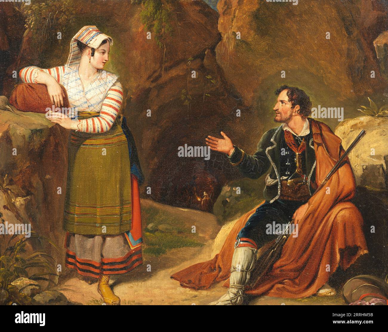 Italian Woman Making Conversation With a Brigand, c19th century Stock ...