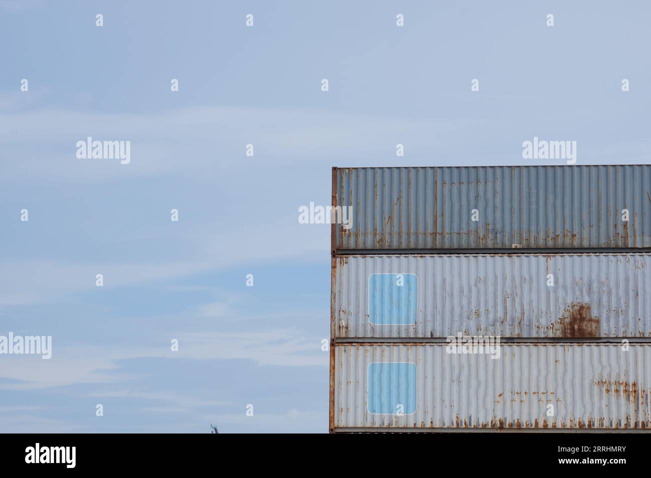 Industrial container boxes from cargo ship for import export concept ...