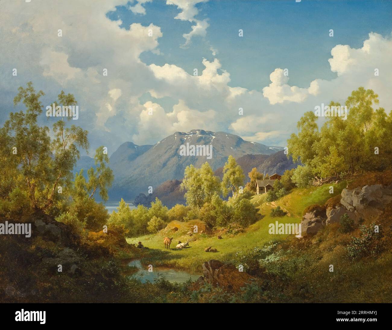 Landscape. Motif from the Numme Valley in Norway, 1850 Stock Photo - Alamy