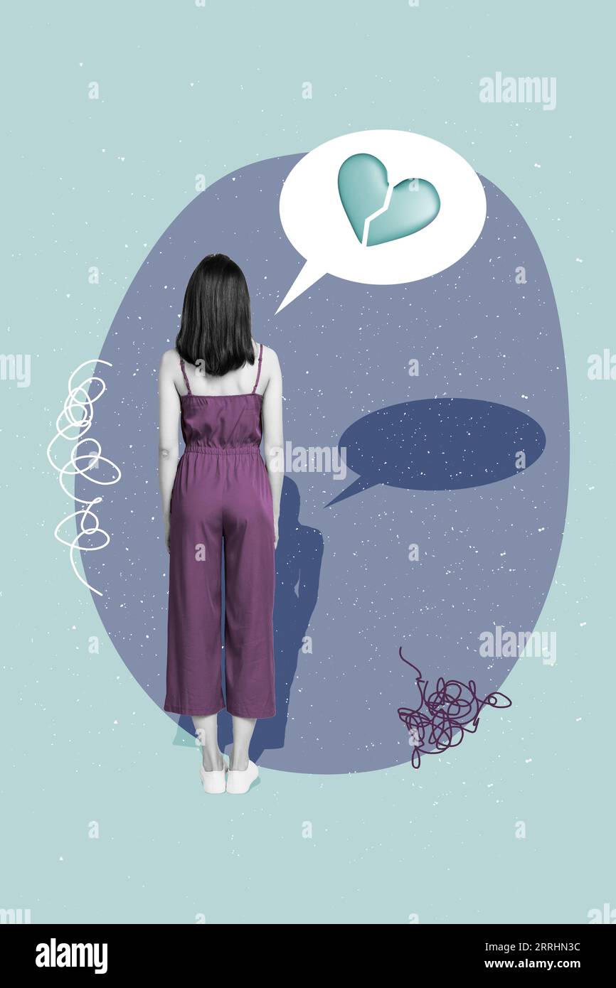 Composite collage picture image of sad depressed stressed female broken ...