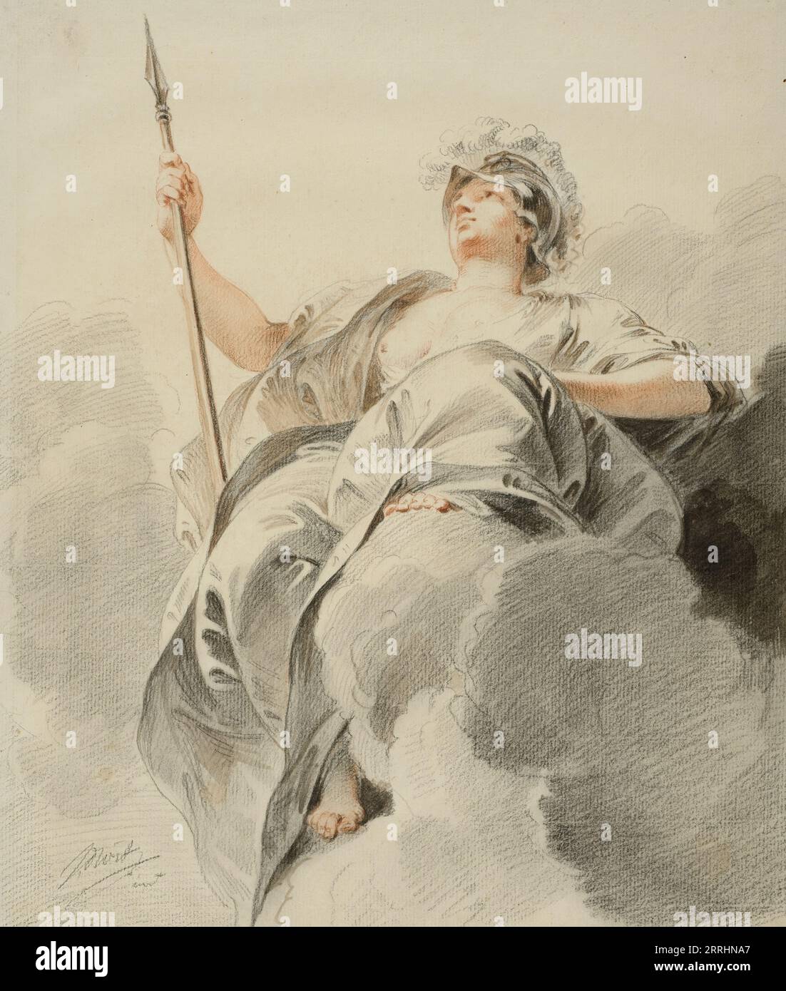 Minerva seated on a cloud Stock Photo - Alamy