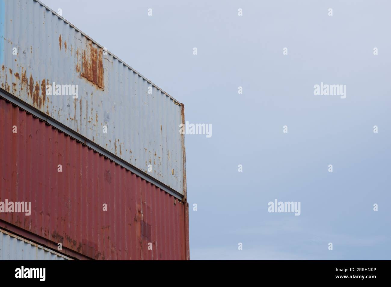 Industrial container boxes from cargo ship for import export concept ...