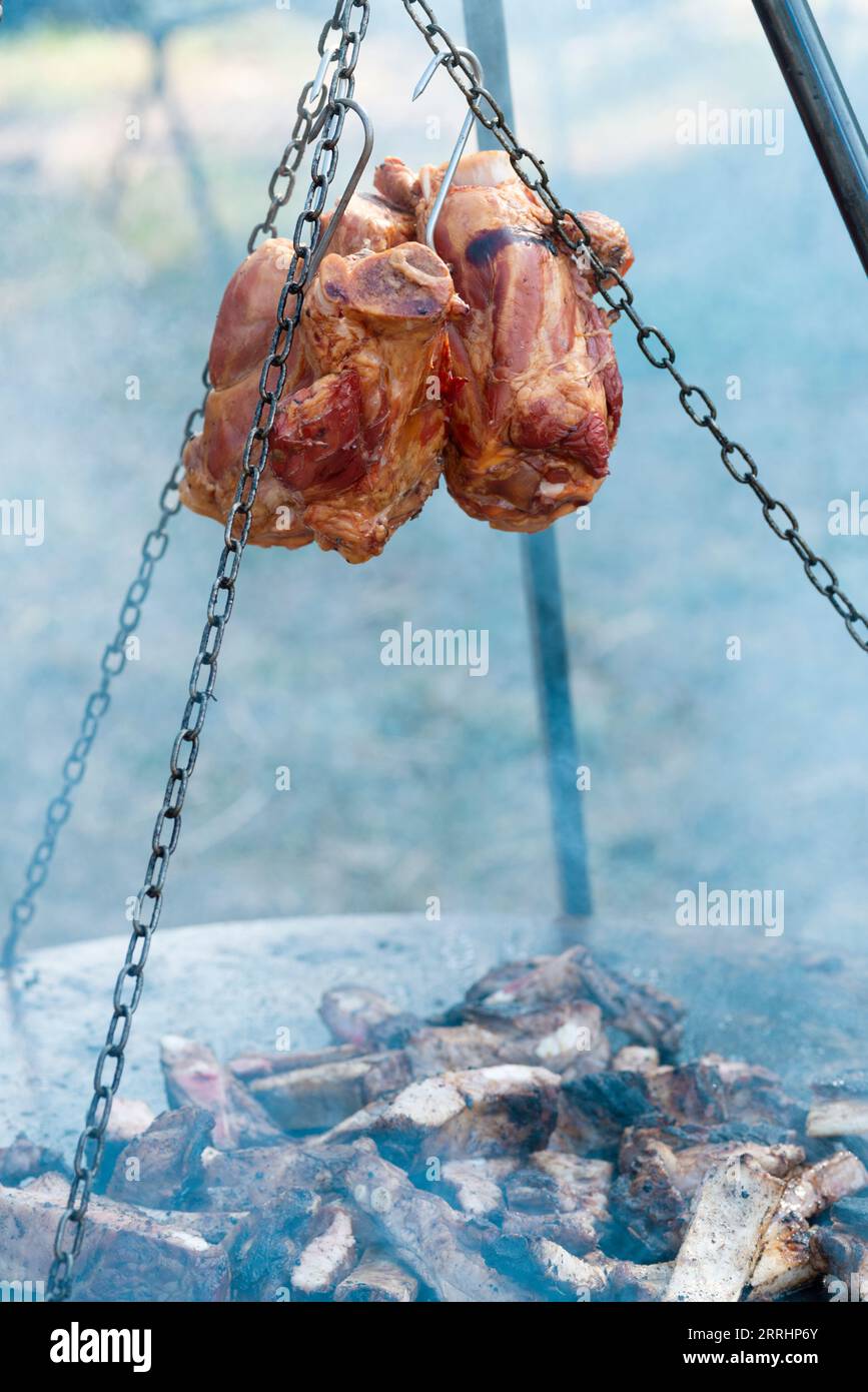 Italy, Lombardy, Medieval Historical Reenactment, Roasted Pork Knuckle ...