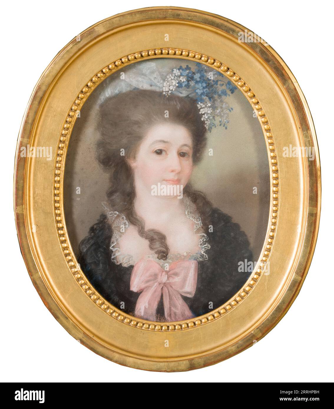 Lady portrait (with flowers in hat), unknown date Stock Photo - Alamy