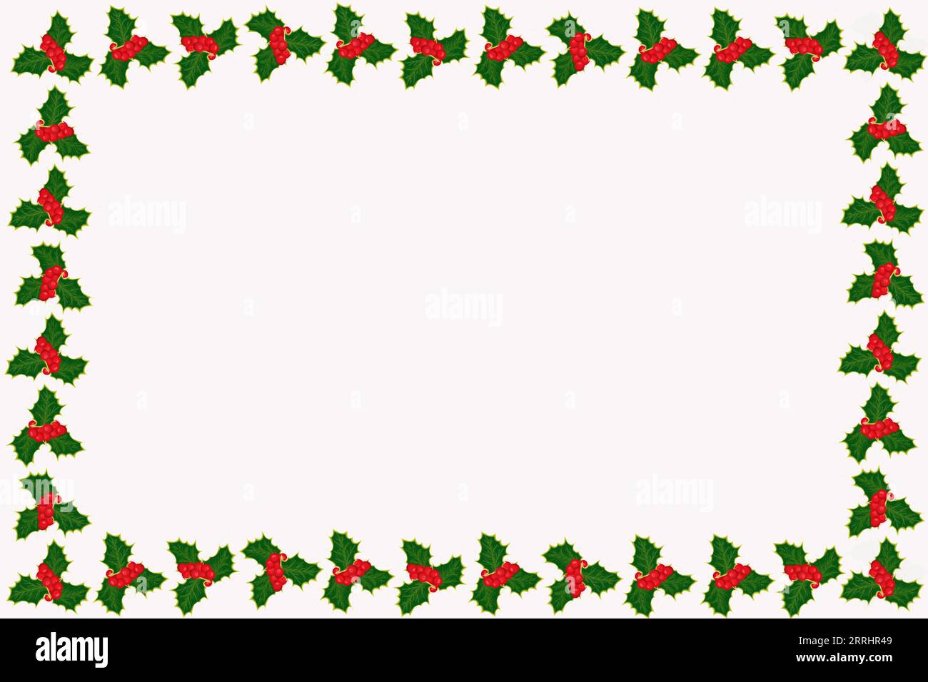 holly frame for christmas on white background, horizontal background ...