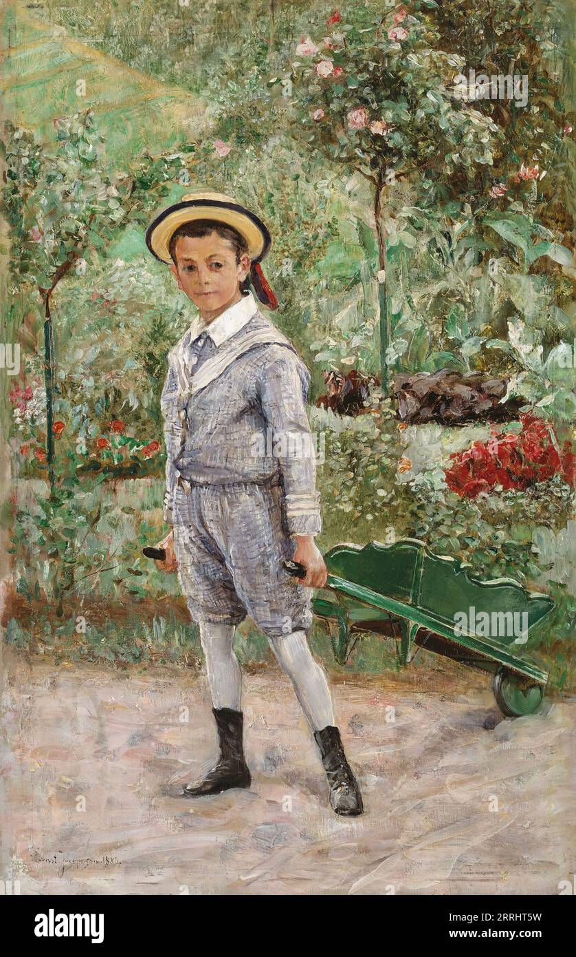 Boy with a Wheelbarrow, 1880 Stock Photo - Alamy
