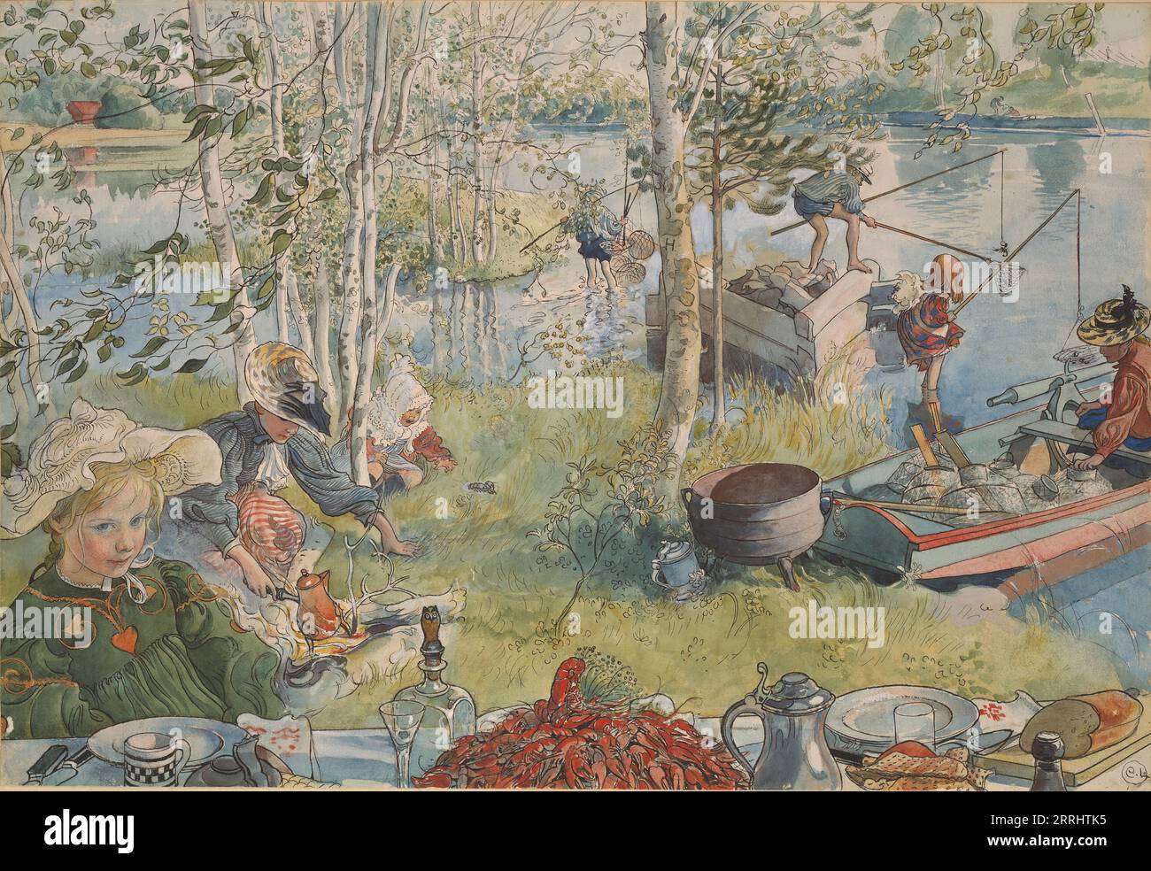 Crayfishing. From A Home (26 watercolours), c19th century Stock Photo ...