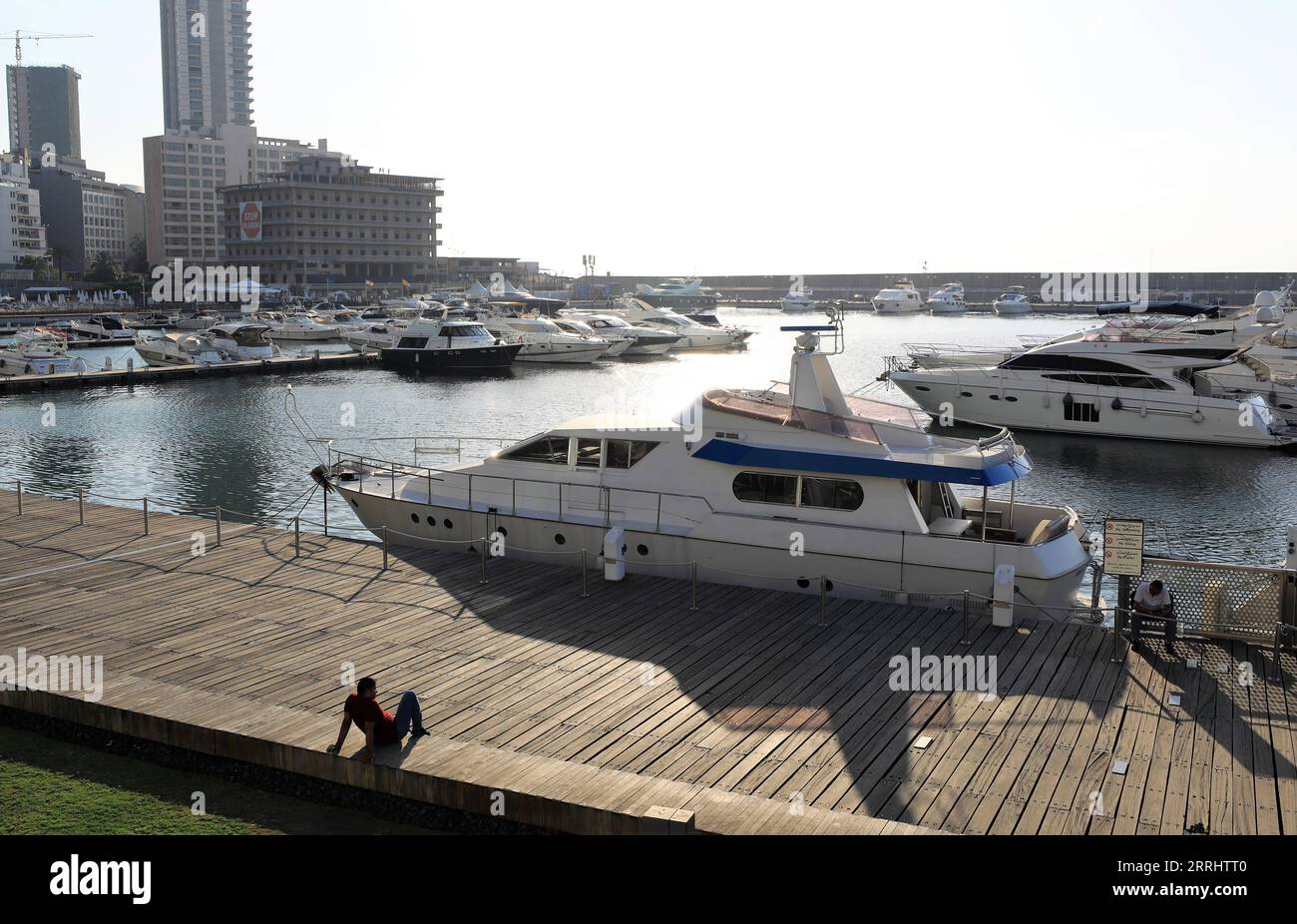 220707 -- BEIRUT, July 7, 2022 -- Yachts are seen in a marina in Beirut ...