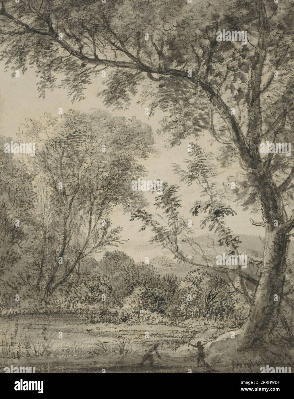 River landscape with tall tree to right Stock Photo - Alamy