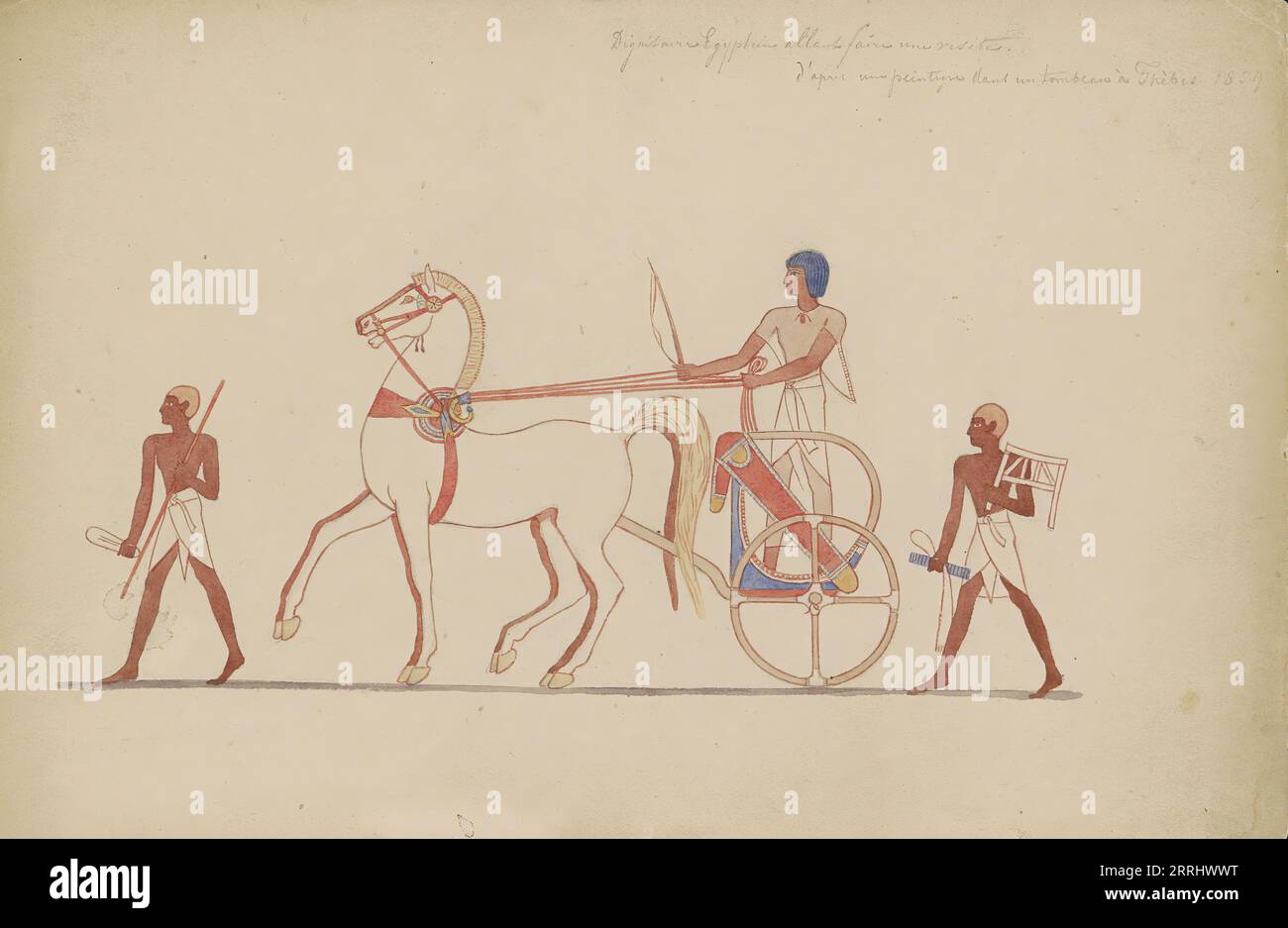 Egyptian dignitary pays a visit, 1859. The dignitary drives a chariot ...